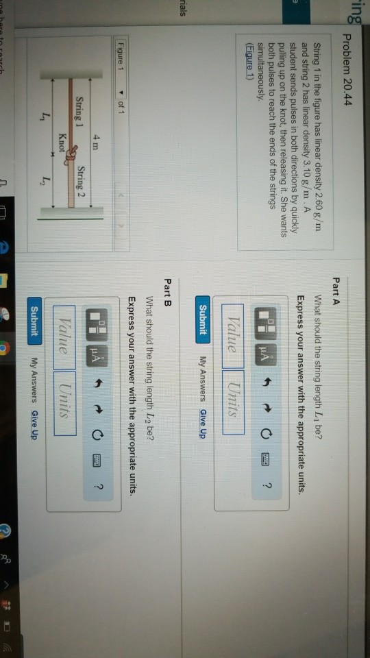 Solved in Problem 20.44 Part A String 1 in the figure has | Chegg.com