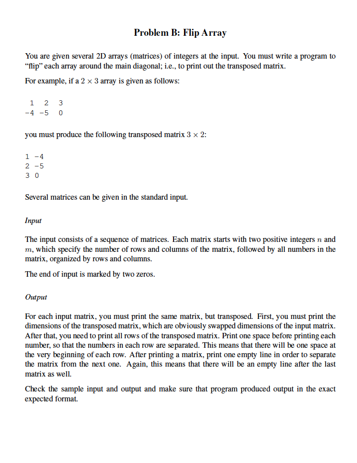 Solved Problem B: Flip Array You are given several 2D arrays | Chegg.com
