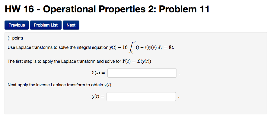 Solved HW 16- Operational Properties 2: Problem 11 Previous | Chegg.com