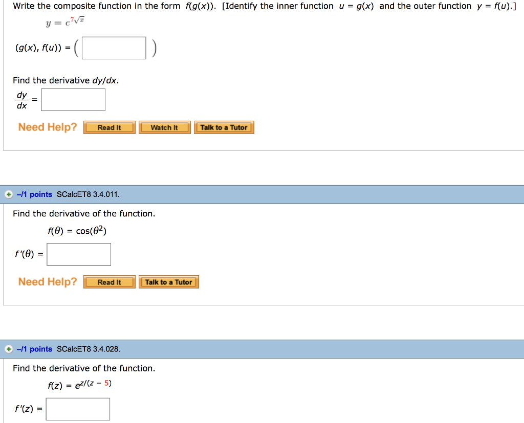 Solved Write the composite function in the form ig(x)). | Chegg.com