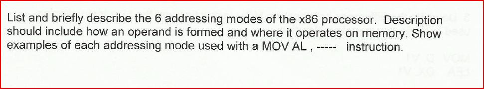 Solved List and briefly describe the 6 addressing modes of | Chegg.com