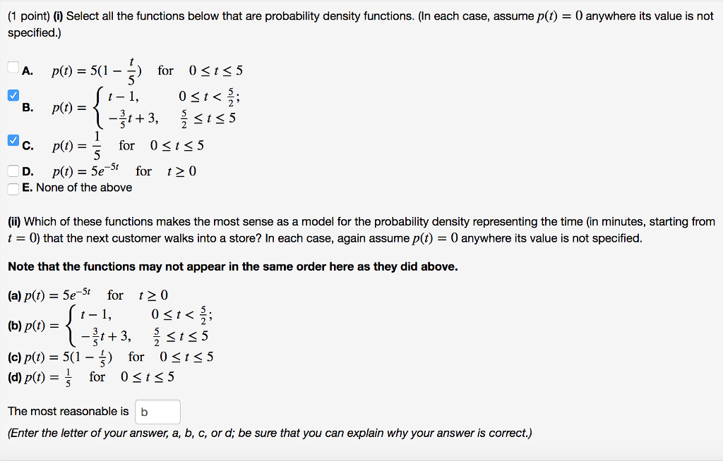 Solved (1 point) (1) Select all the functions below that are | Chegg.com