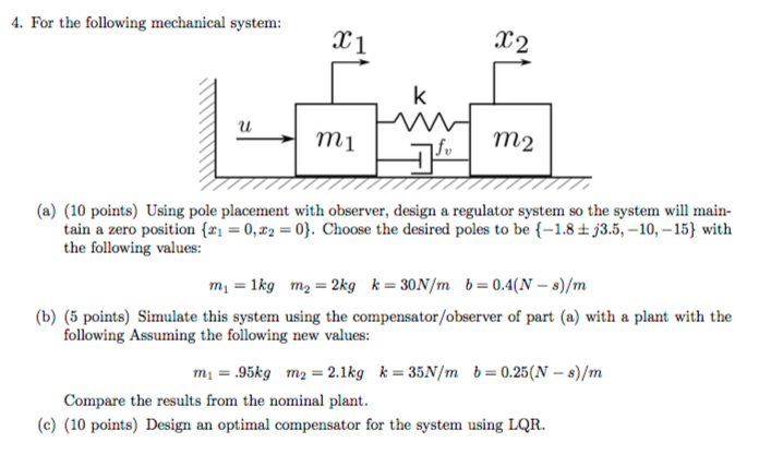 For the following mechanical system: Using pole | Chegg.com