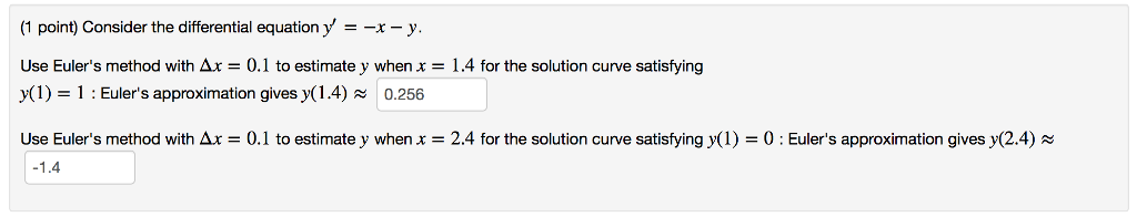 Solved Consider the differential equation y = - x -y. Use | Chegg.com