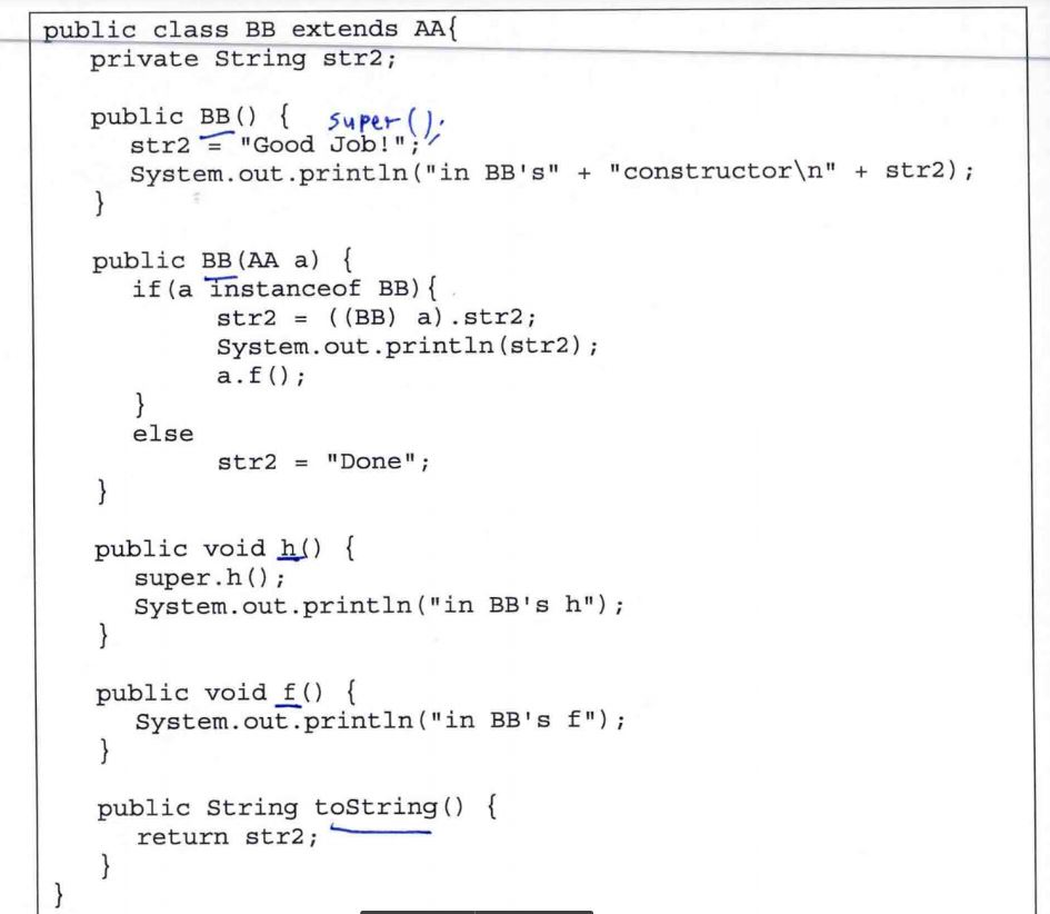 Solved public class AA private String strl; public AA )f | Chegg.com