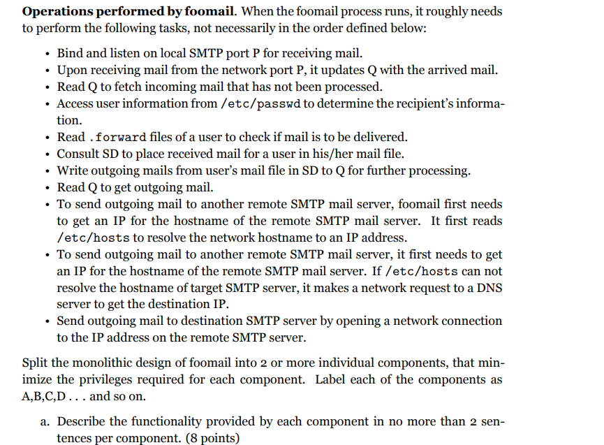 Q2. Foomail is a UNIX electronic mail transfer | Chegg.com