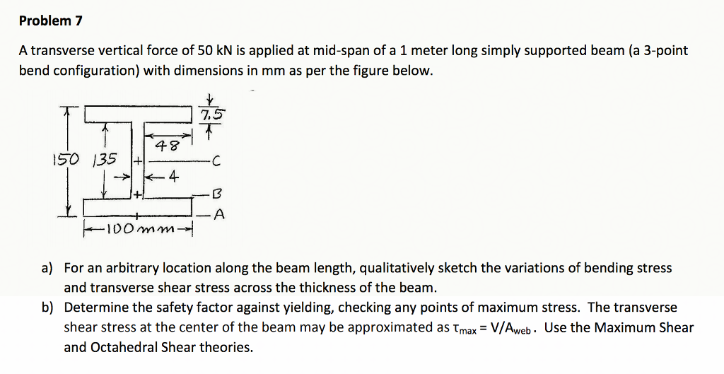Problem 7 A transverse vertical force of 50 kN is | Chegg.com