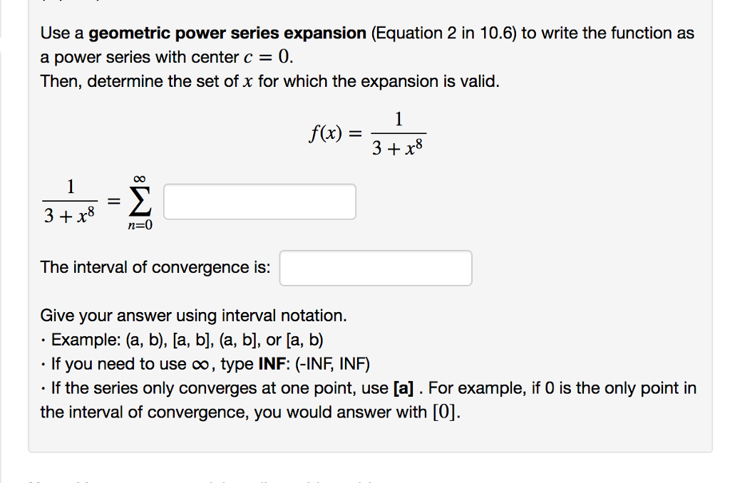 Solved Use a geometric power series expansion (Equation 2 in | Chegg.com