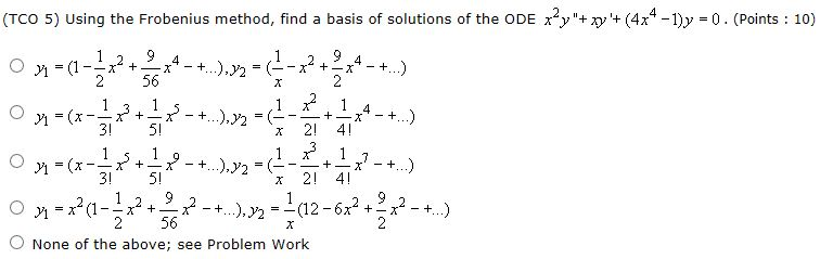 (TCO 5) Using the Frobenius method, find a basis of | Chegg.com