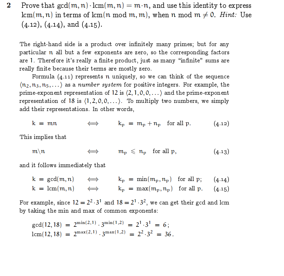 Solved Prove that gcd(m, n) lcm(m, n) = m n, and use this | Chegg.com
