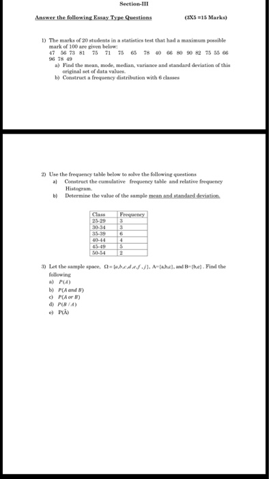 Solved The marks of 20 students in a statistics test that | Chegg.com