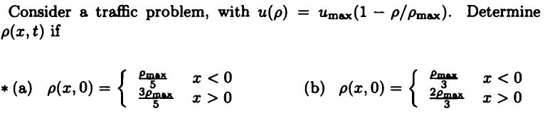 Consider a traffic problem, with u(rho) = u_max (1 - | Chegg.com