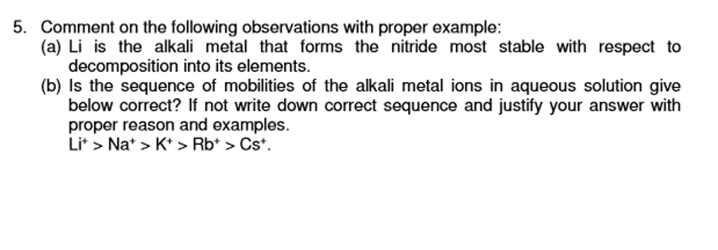 Solved Comment on the following observations with proper | Chegg.com