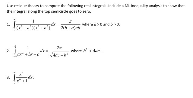 Solved Use residue theory to compute the following real | Chegg.com