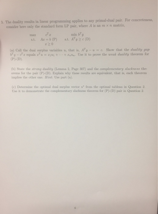 The duality results in linear programming applies to | Chegg.com