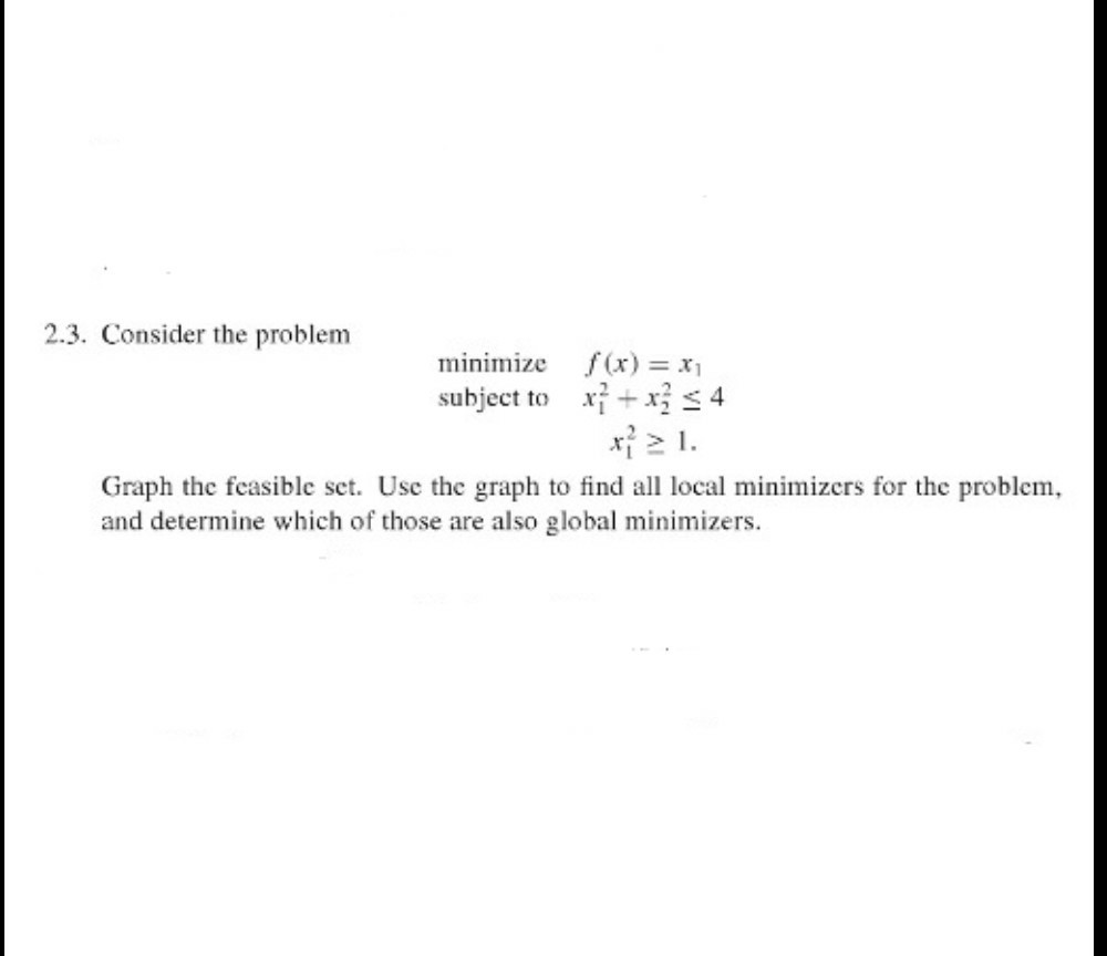 Solved Consider the problem minimize f(x) = x_1 subject to | Chegg.com