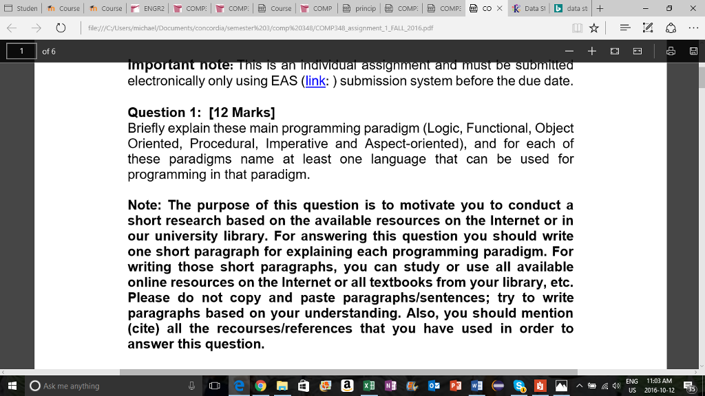 Solved Briefly Explain These Main Programming Paradigm