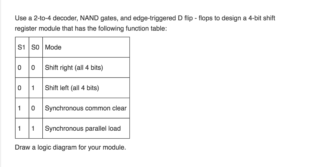 Solved Use a 2-to-4 decoder, NAND gates, and edge-triggered | Chegg.com