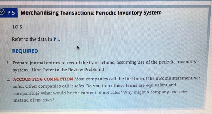 Merchandising Transactions: Periodic Inventory System | Chegg.com