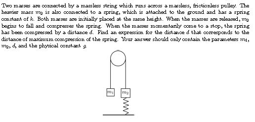 Solved Two masses are connected by a massless string which | Chegg.com