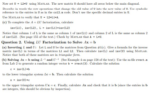 LAB 3: LU Decomposition and Determinants In this lab | Chegg.com