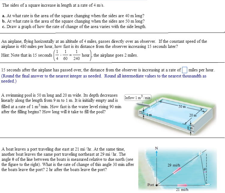 The sides of a square increase in length at a rate of | Chegg.com