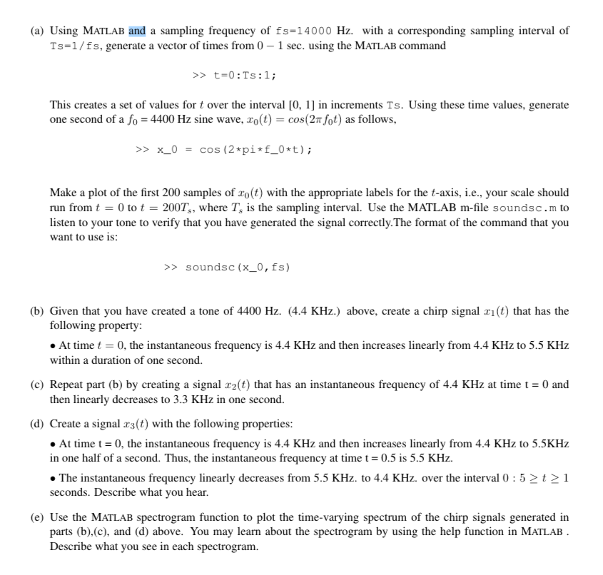 a Using MATLAB And A Sampling Frequency Of Fs 14000 Chegg a Using MATLAB And A Sampling Frequency Of Fs 14000 Chegg
