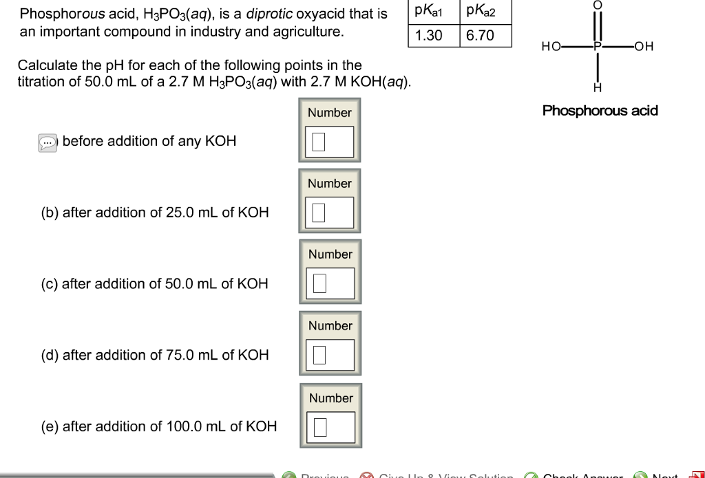 Solved Phosphorous acid, H3PO3(aq), is a diprotic oxyacid | Chegg.com