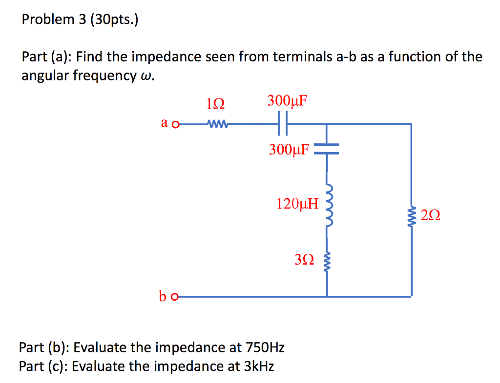 Solved Find the impedance seen from terminals a-b as a | Chegg.com