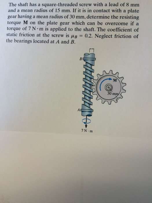Solved Determine the resisting torque M on the plate gear | Chegg.com