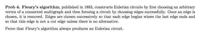 Solved Prob 4. Fleury's algorithm, published in 1883, | Chegg.com