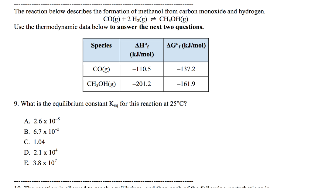 Solved The reaction below describes the formation of | Chegg.com