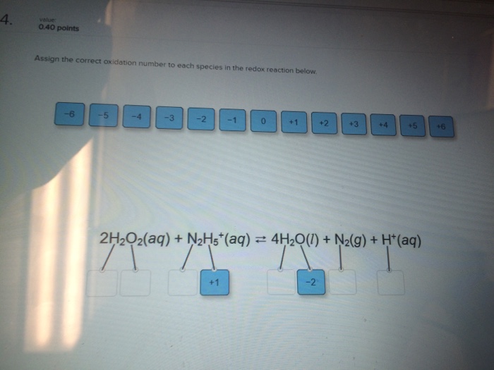 Solved Assign the correct oxidation number to each species | Chegg.com
