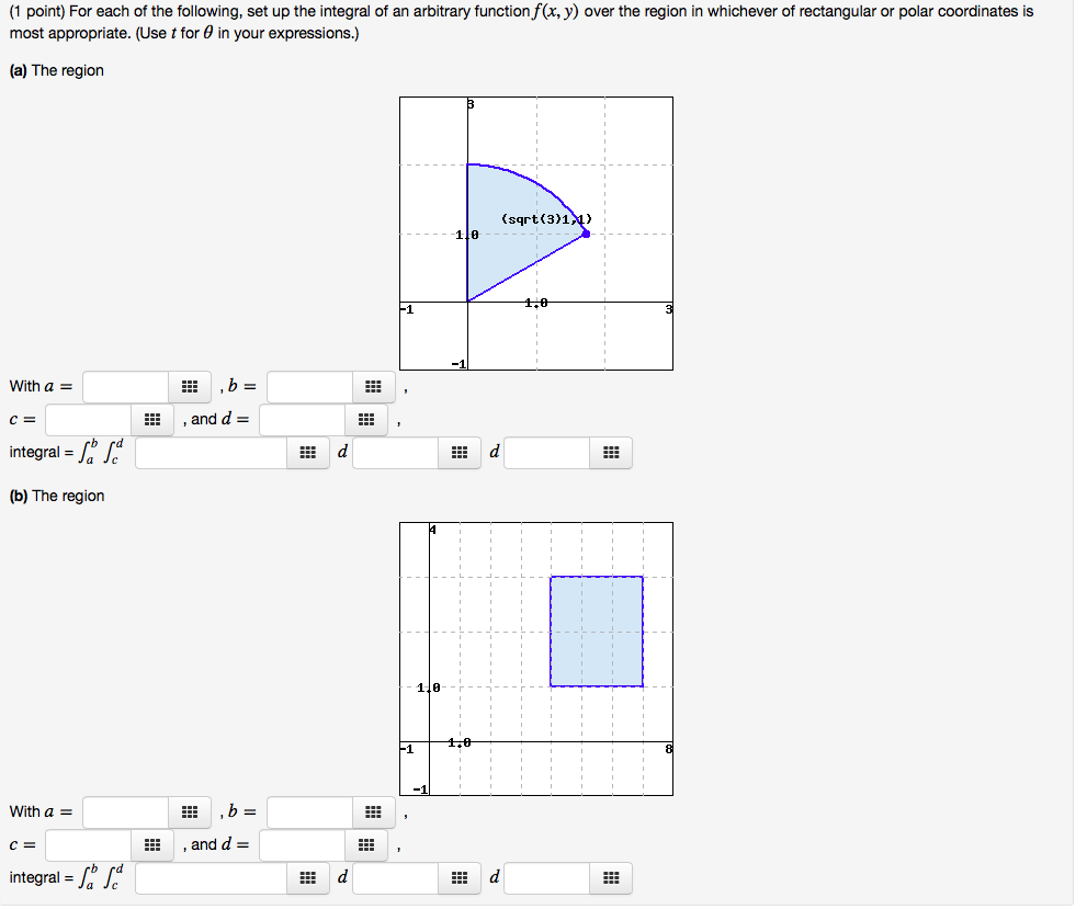 Solved For each of the following, set up the integral of an | Chegg.com