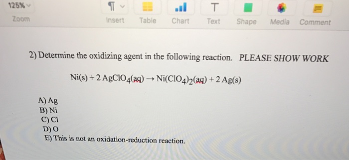 Solved Determine the oxidizing agent in the following | Chegg.com
