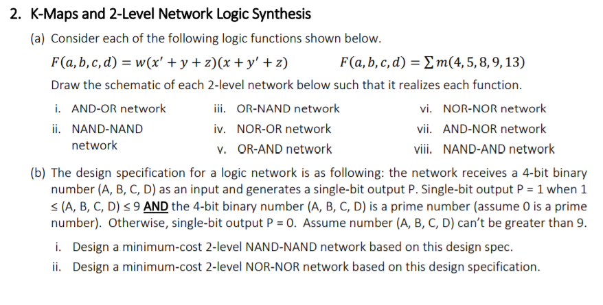 Solved K-Maps and 2-Level Network Logic Synthesis (a) | Chegg.com