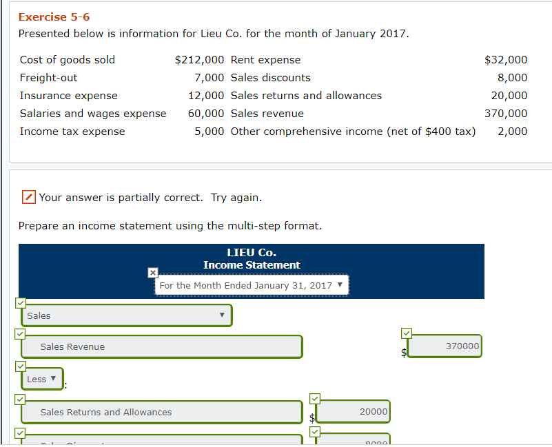 Solved Exercise 5-6 Presented below is information for Lieu | Chegg.com