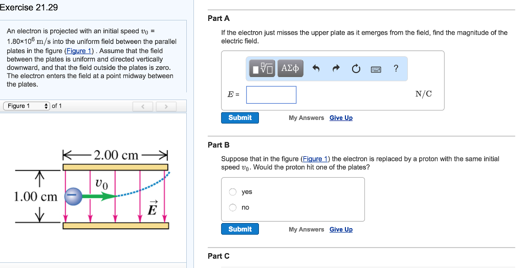 Solved An Electron Is Projected With An Initial Speed V 0
