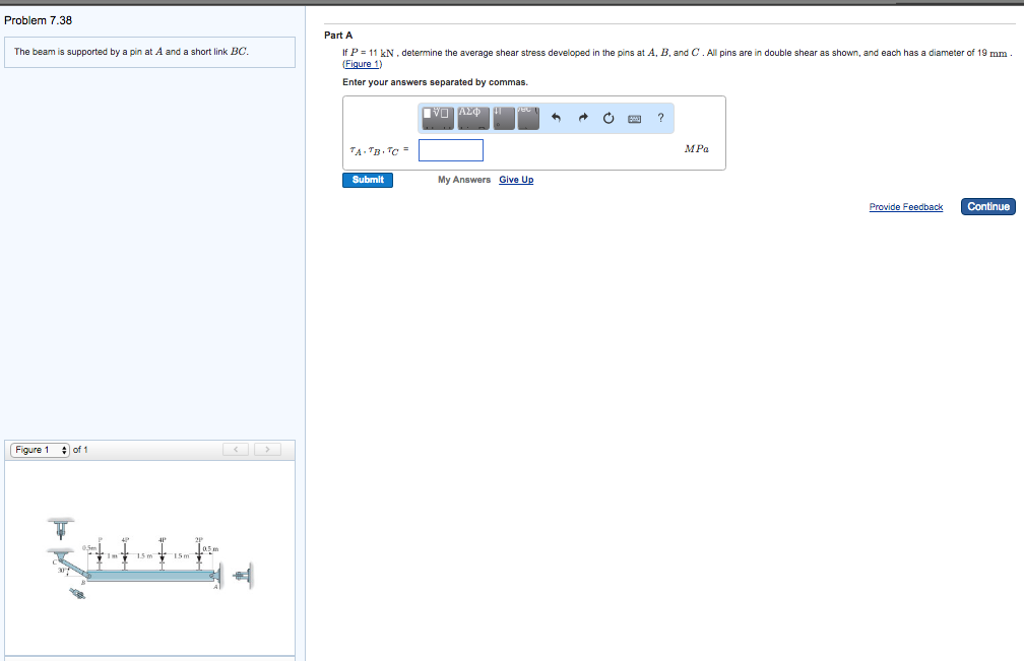 Solved The beam is supported by a pin at A and short link BC | Chegg.com