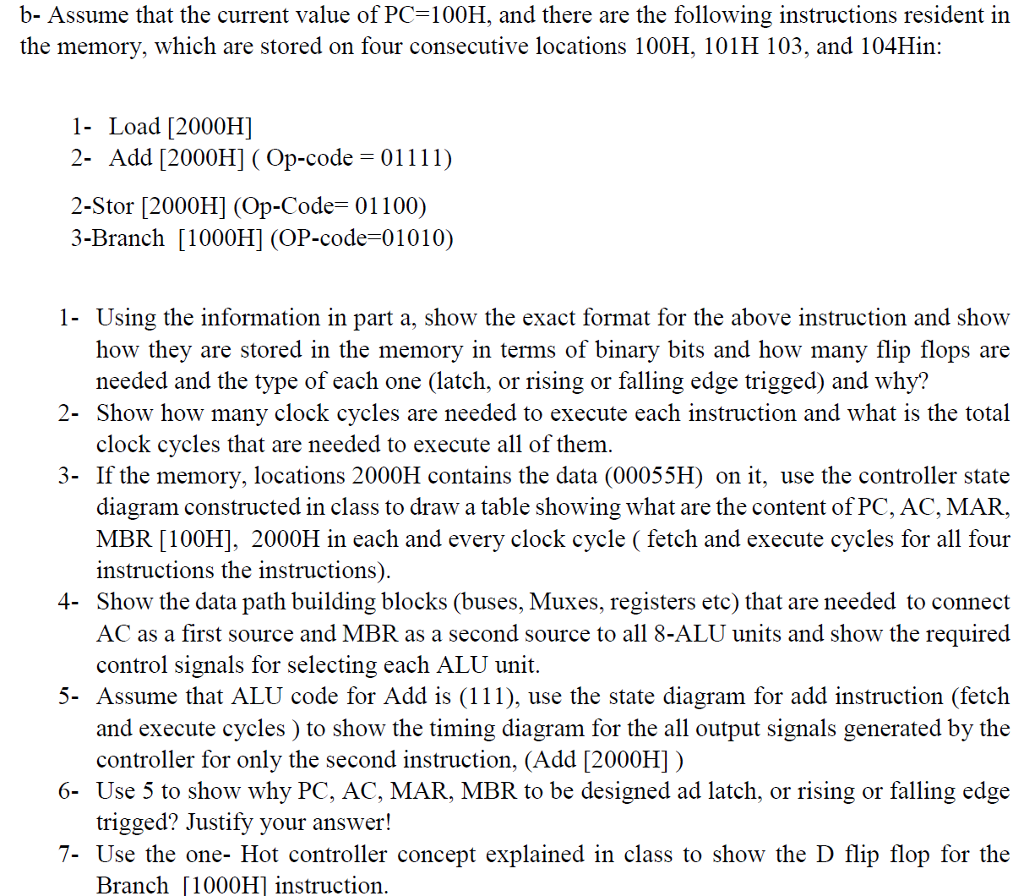 Assume that the current value of PC = 100H, and there | Chegg.com