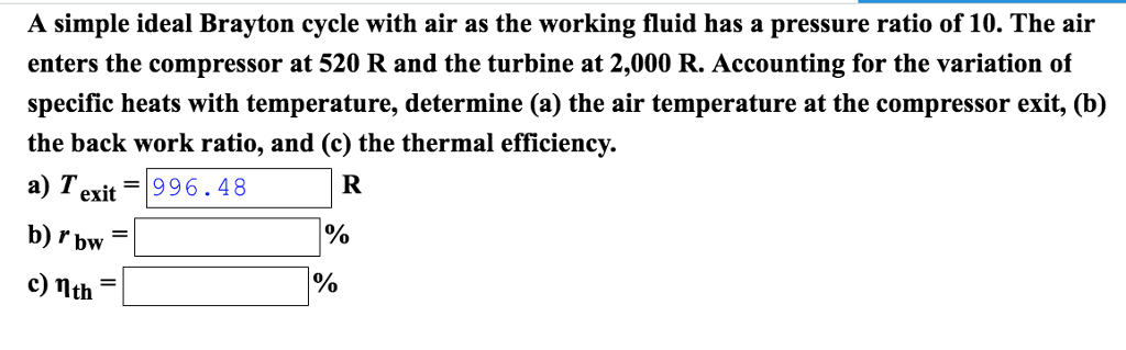 Solved A simple ideal Brayton cycle with air as the working | Chegg.com