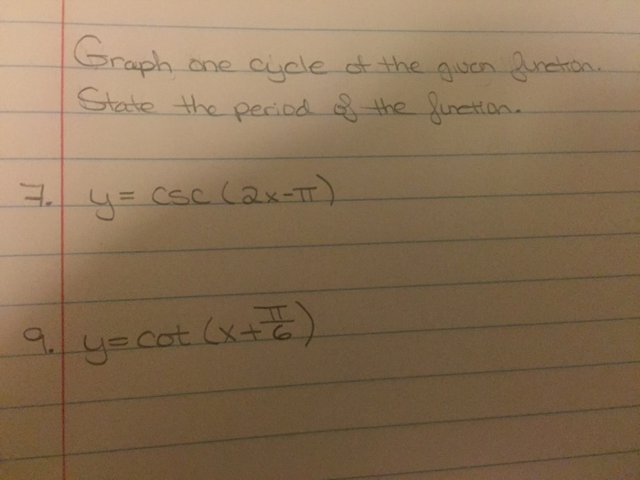Solved Graph one cycle of the given function. State the | Chegg.com