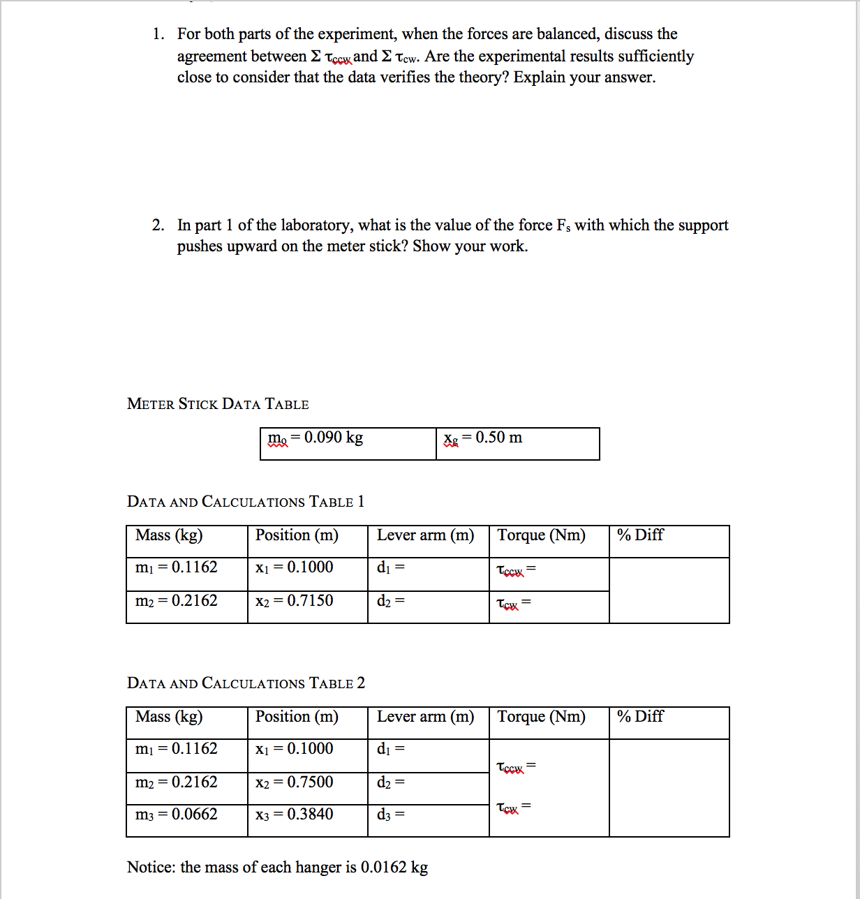 Solved Phy 101 - Chapter 8 Activity: Torques When forces are | Chegg.com