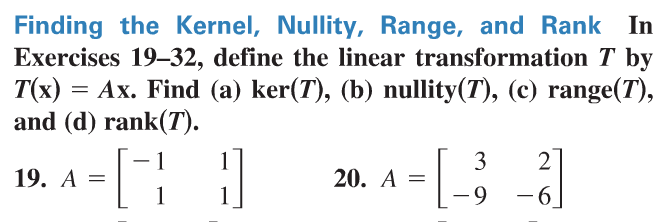 Solved Finding The Kernel Nullity Range And Rank In 6176