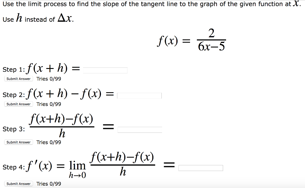Solved Use the limit process to find the slope of the | Chegg.com