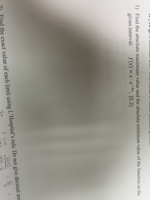 Solved Find the absolute maximum value and the absolute | Chegg.com
