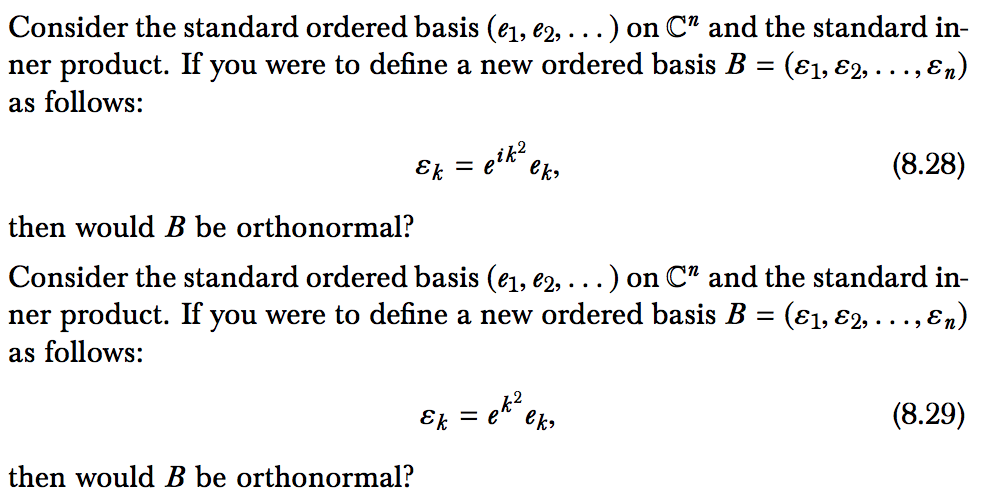 Solved Consider the standard ordered basis (e, e2, ·.) on C" | Chegg.com