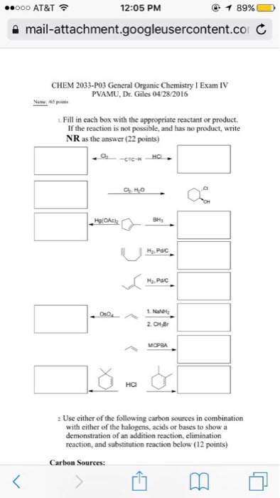 Solved Fill in each box with the appropriate reactant or | Chegg.com
