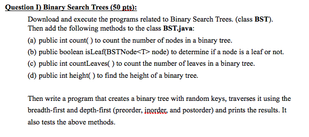 Solved /************************ BST.java | Chegg.com