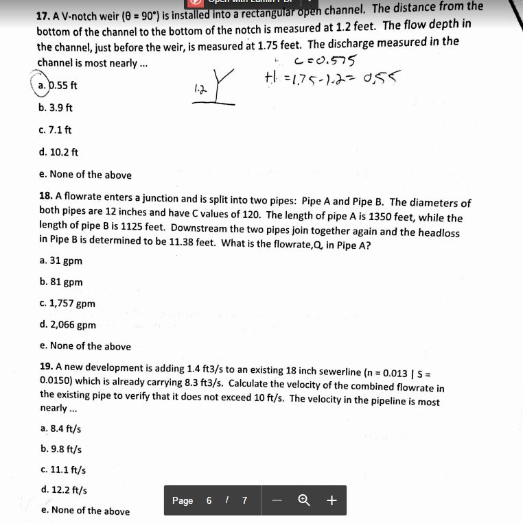 Solved A V-notch weir (theta = 90 degree) is installed into | Chegg.com